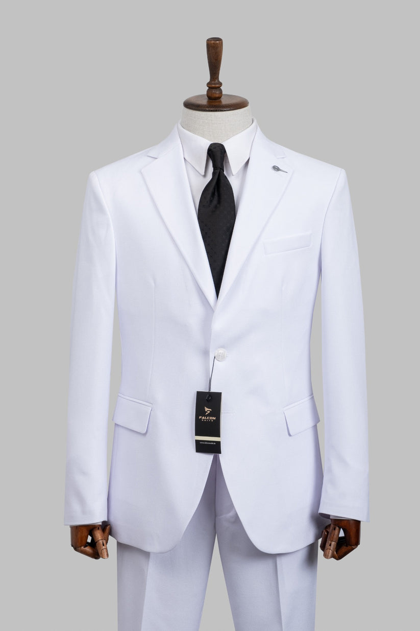 Glacier White – European Classic White 2-Piece Suit – Falcon Suits